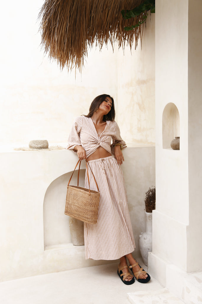 Uma Skirt - Stripe Tan – Berawa Luxe